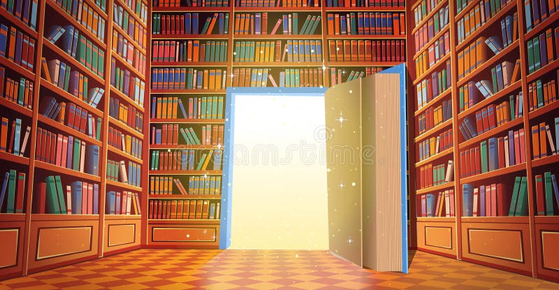 Library Book Shelves Cartoon Vector Illustration Stock Vector ...