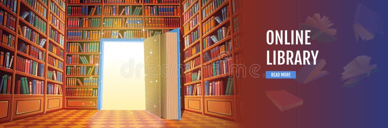 Library Book Shelves Cartoon Vector Illustration Stock Vector ...