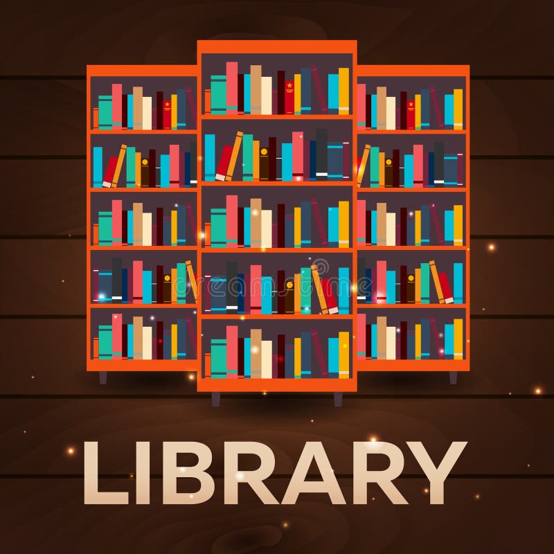 Library. Bookcase. Books and Knowledge. Vector Illustration. Stock ...