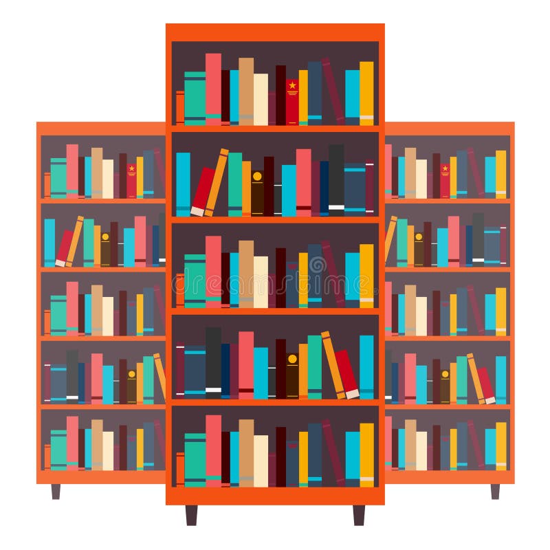 Library. Bookcase. Books and Knowledge. Vector Illustration. Stock ...