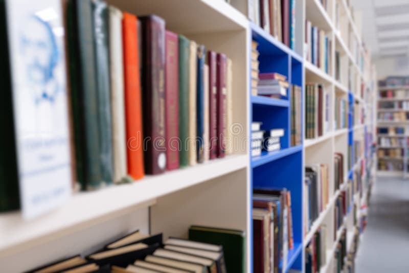 Library with Bookcases. Many Different Books on the Shelves. Large ...