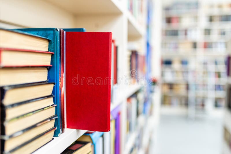 Library with Bookcases. Many Different Books on the Shelves. Large ...