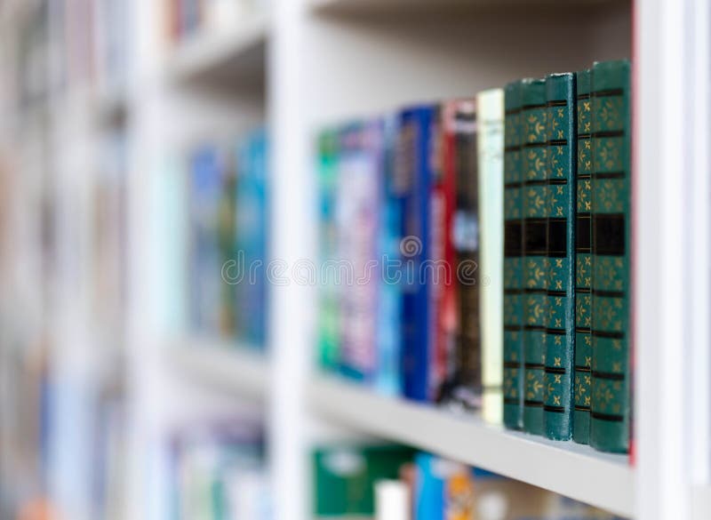 Library with Bookcases. Many Different Books on the Shelves. Large ...