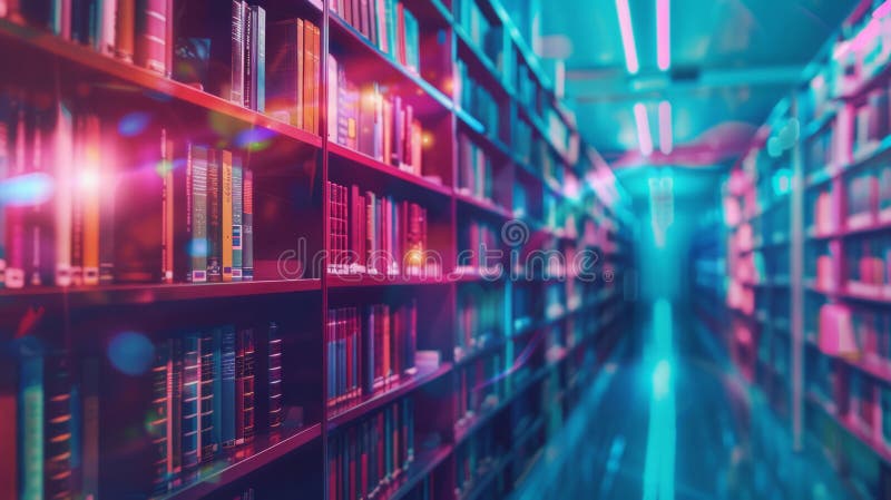 Library with Books on Shelves Stock Image - Image of study, novels ...