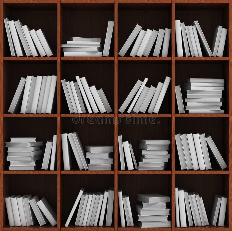 Library Bookshelf Full of Books. Stock Illustration - Illustration of ...