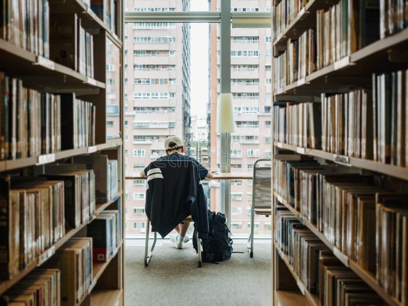 Library Bookshelf with People Reading Study Campus Education Background ...