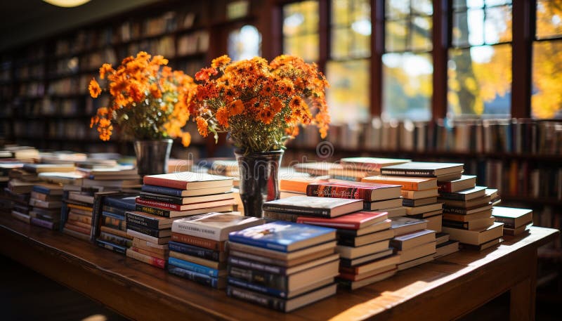 Library Bookshelf with a Large Collection of Old Textbooks Generated by ... Library Bookshelf with a Large Collection of Old Textbooks Generated by ...