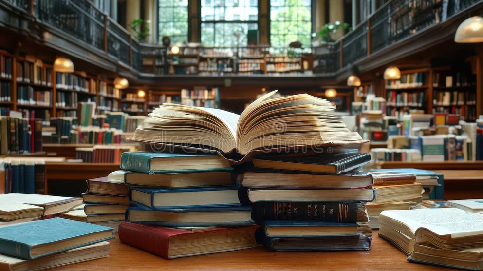 Library Bookshelf Stacks, Reading Collection Stock Illustration ...