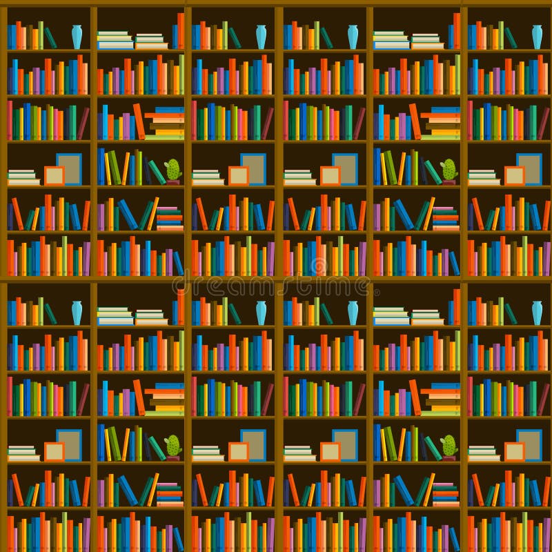 Library, Bookstore - Seamless Pattern with Books on Bookshelves. Stock ...