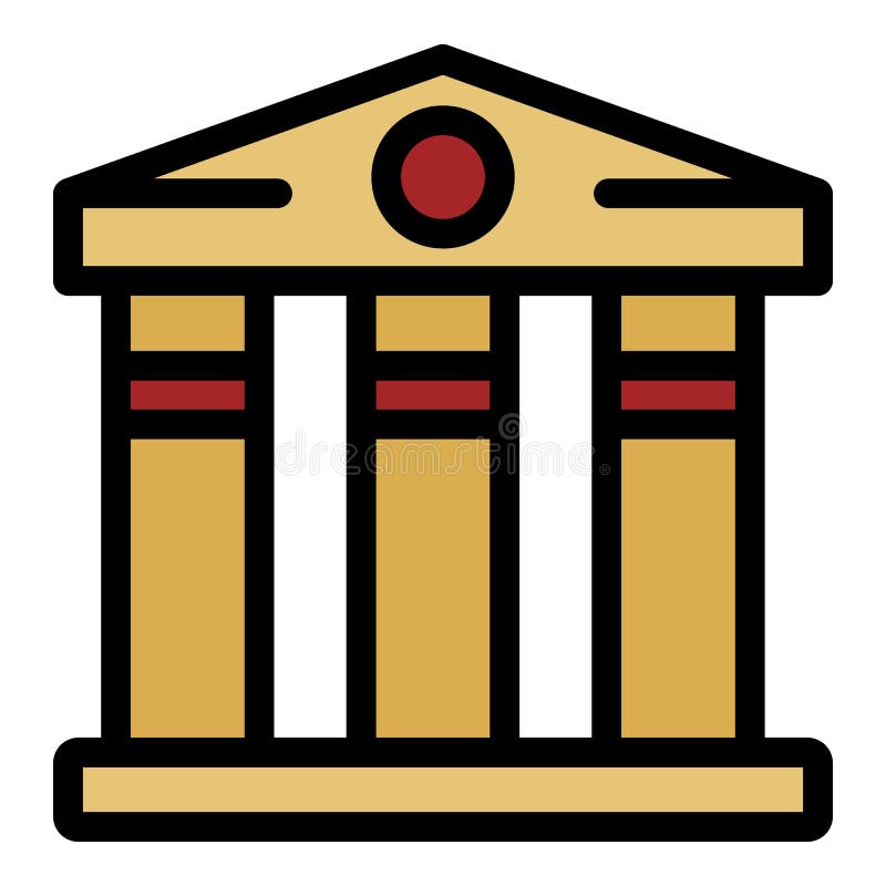 Library Building Icon Color Outline Vector Stock Illustration ...