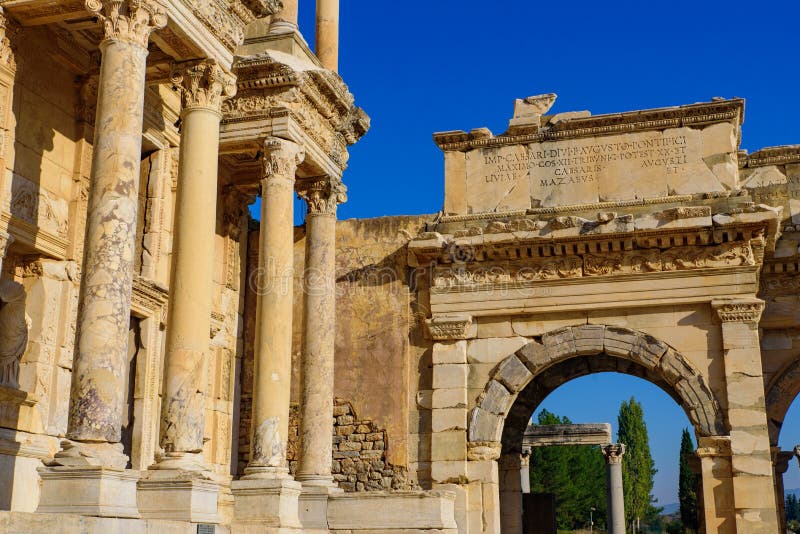 Library of Celsus an Ancient Roman Building in Ephesus Archaeological ...