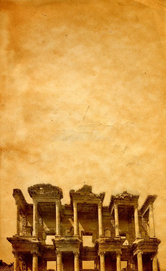 Library of Celsus at Ephesus Background Stock Image - Image of history ...