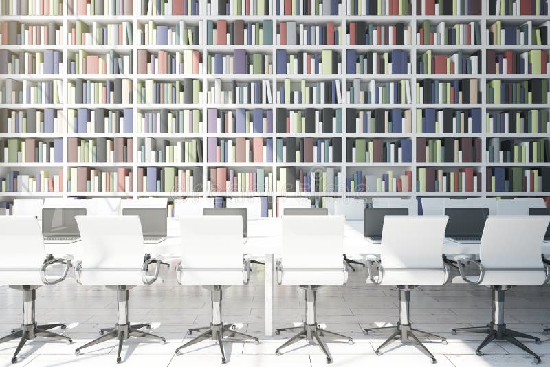 New white library interior stock illustration. Illustration of office ...