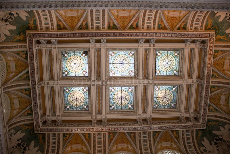 Library of Congress Ceiling Stock Photo - Image of color, vacation ...