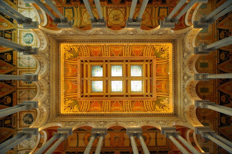 Library of Congress Ceiling, Washington, DC Stock Image - Image of ...