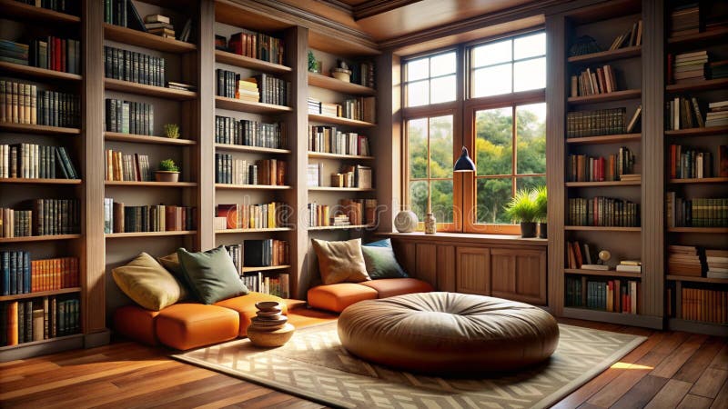 A Decorative Library Corner with Bookshelves Back To School Background ...