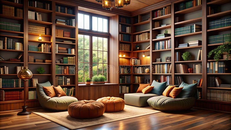 A Decorative Library Corner with Bookshelves Back To School Background ...