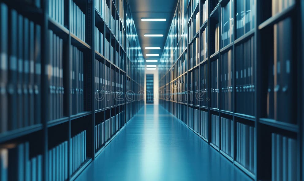 Library Corridor with Shelves Stock Photo - Image of shelves, corridor ...