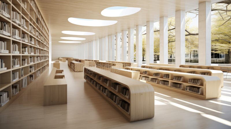 Library Design Interior, Rectangular Floor Stock Illustration ...