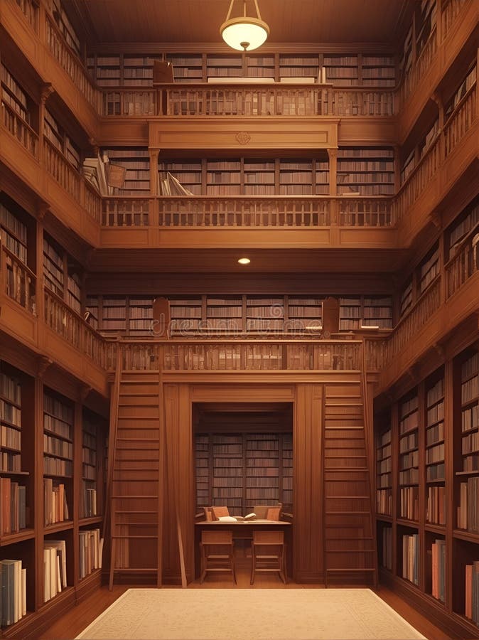 Library Exploration. a Library Scene with Rows of Bookshelves Stock ...