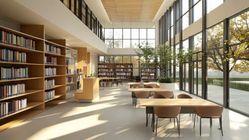 Spacious Study Room with Table and Armchair Stock Photo - Image of room ...