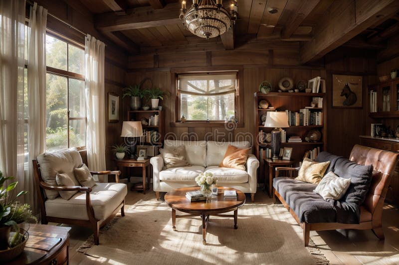 Showcasing Interior Design in Style Forest Hideaway Stock Illustration ...