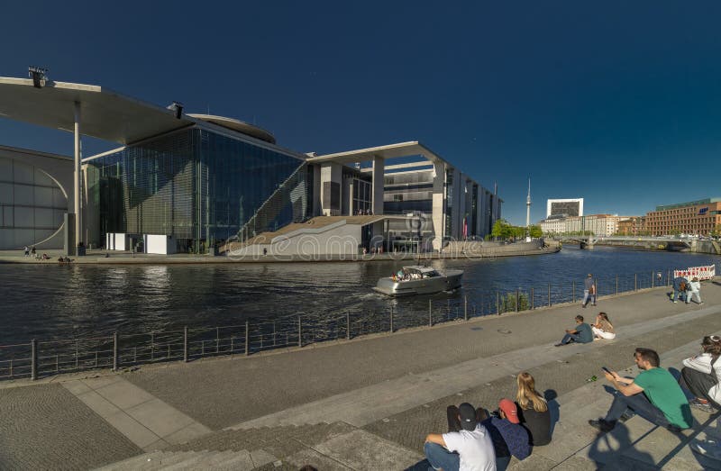 Library of the German Bundestag with Dark Blue Sky in Berlin Germany 06 ...