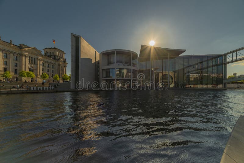 Library of the German Bundestag with Dark Blue Sky in Berlin Germany 06 ...