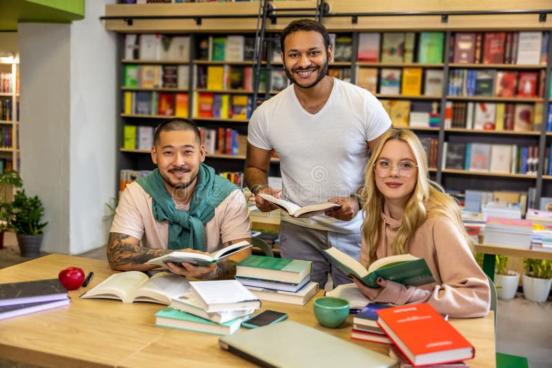 Group of People Reading Books in Library Stock Photo - Image of woman ...