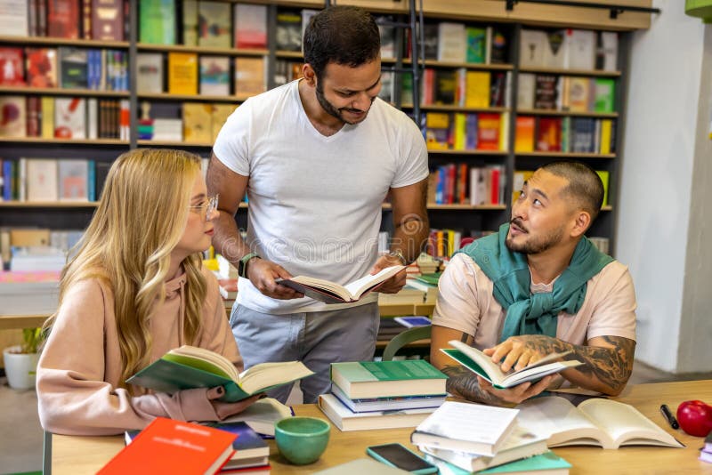 Group of People Reading Books in Library Stock Photo - Image of library ...
