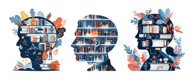 Library Head Profile Cartoon Vector Concepts. Volumes Repository Study ...