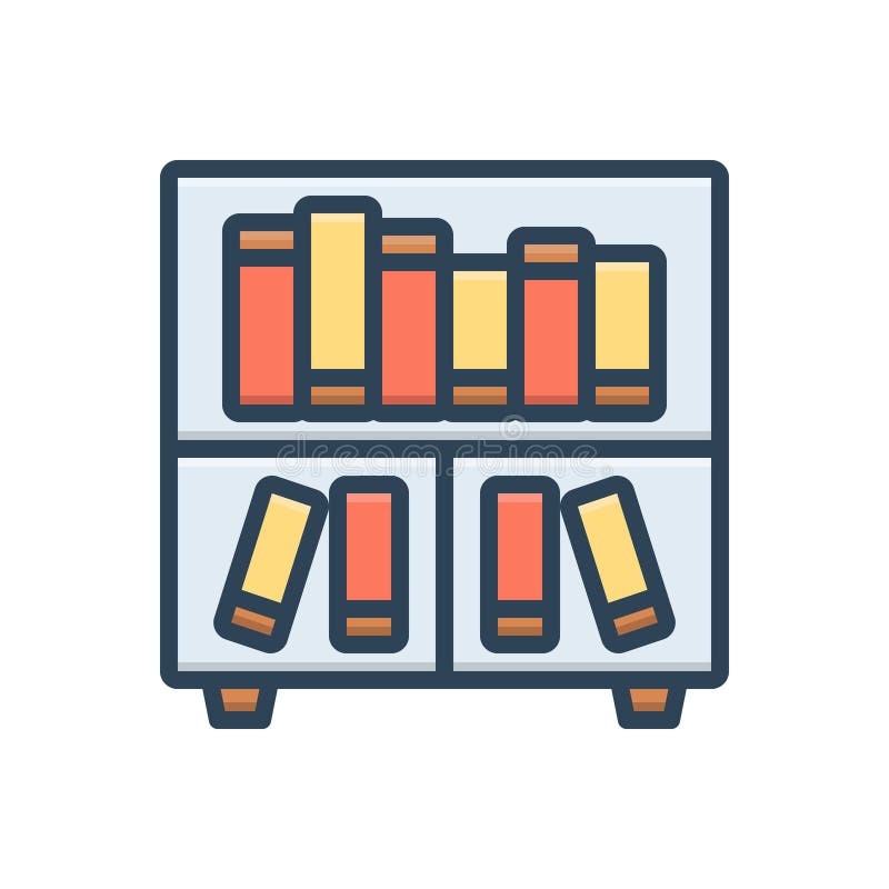 Color Illustration Icon for Library. Books and Files Stock Illustration ...