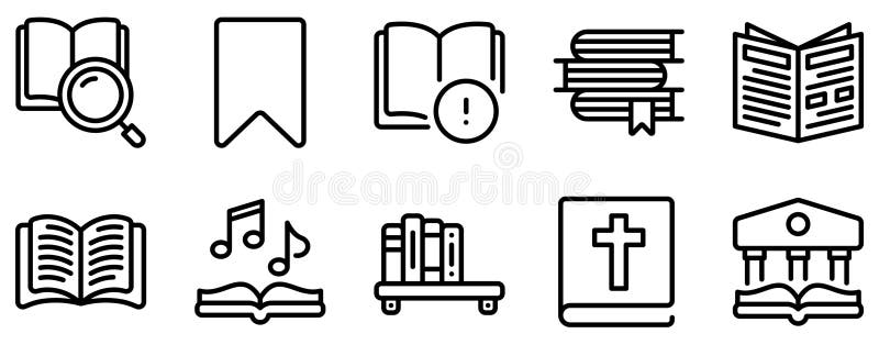 Library Icon Set Refined Line Style Collection Stock Vector ...