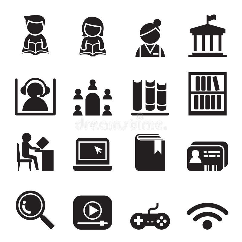 Library icon symbol set stock illustration. Illustration of concept ...