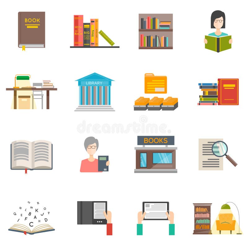 Library icons set stock vector. Illustration of concept - 64023897