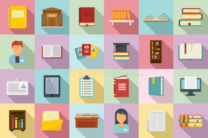 Library Icons Illustration Symbol Vector Stock Vector - Illustration of ...