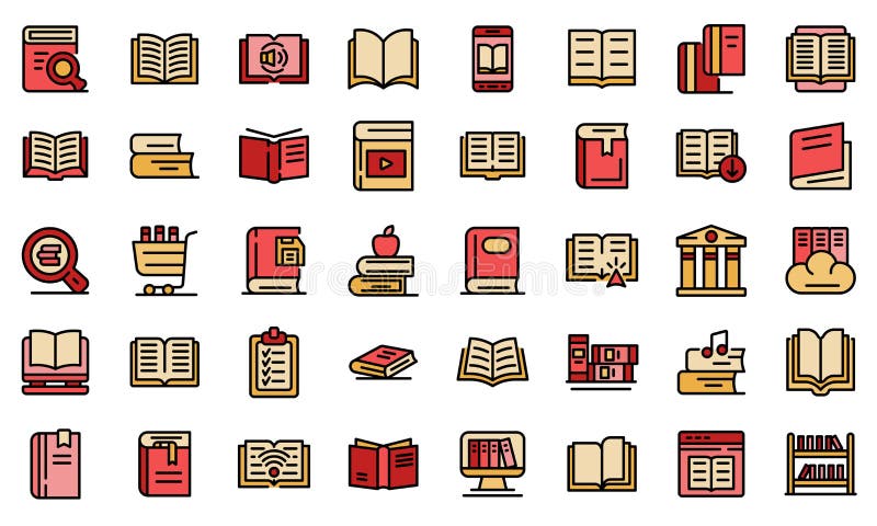 Library Icons Set Vector Flat Stock Vector - Illustration of ... Library Icons Set Vector Flat Stock Vector - Illustration of ...