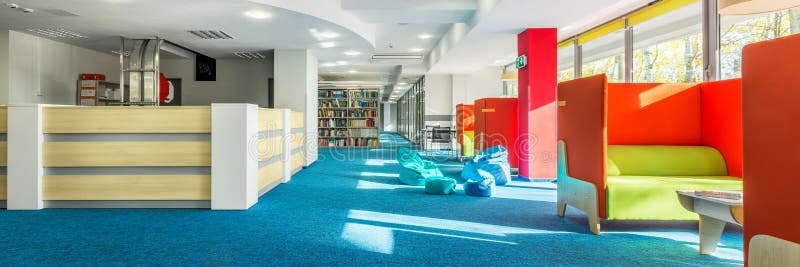 Library with Individual Study Space Stock Photo - Image of modern ...