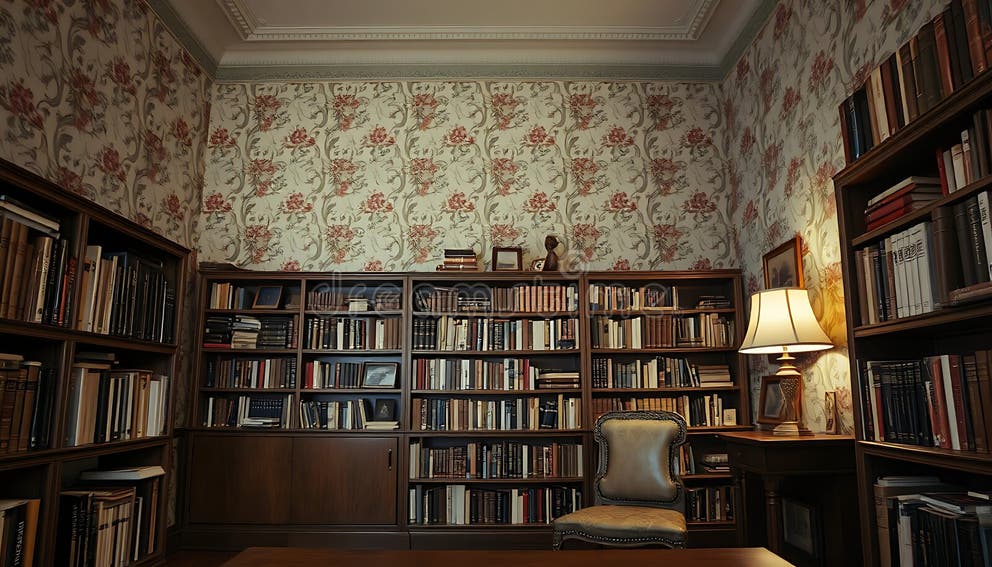 Library Interior with Books and Lamp Reading Space Study Knowledge ...