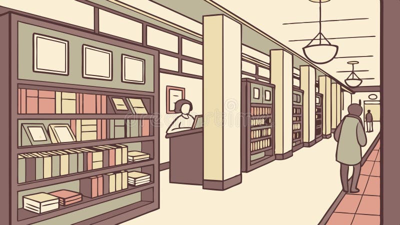 Library Interior Bookshelves, Knowledge Resource and Reading Space ...