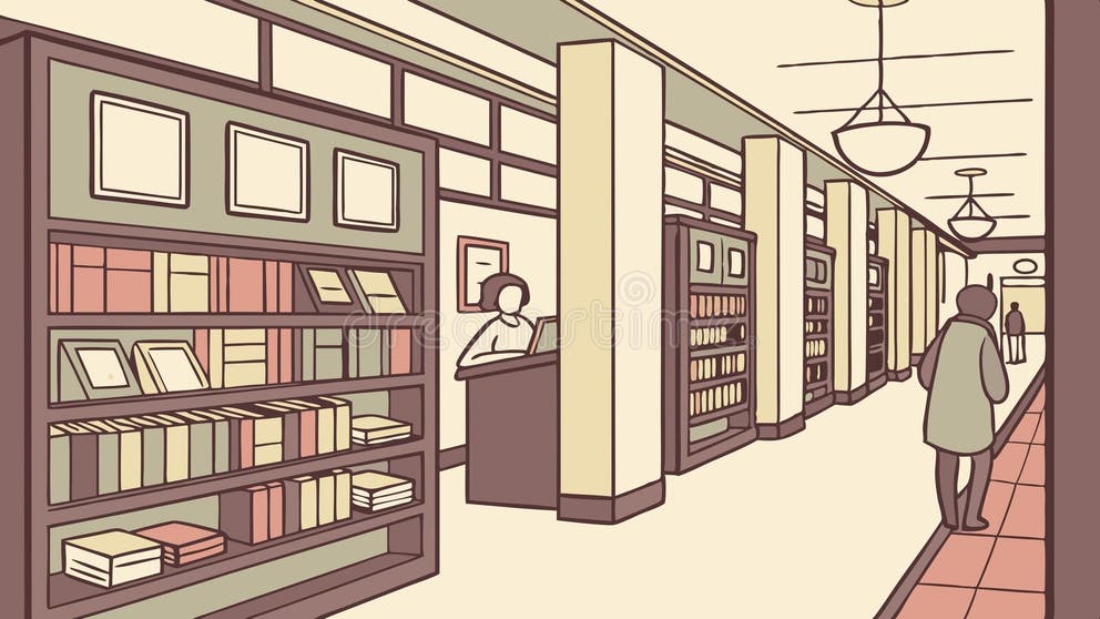 Library Interior Bookshelves, Knowledge Resource and Reading Space ...