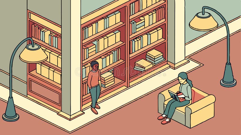 Library Interior Bookshelves and Reading Space Illustration Generative ...