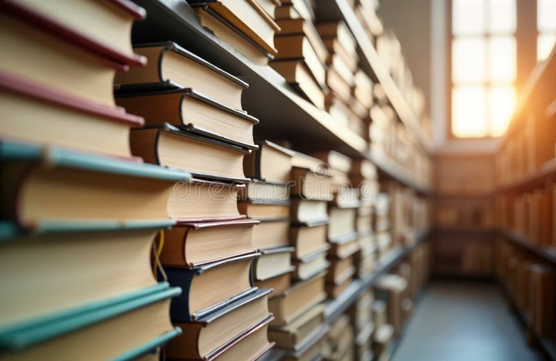 Library Interior Shows Tall Shelves Filled with Numerous Old Books ...