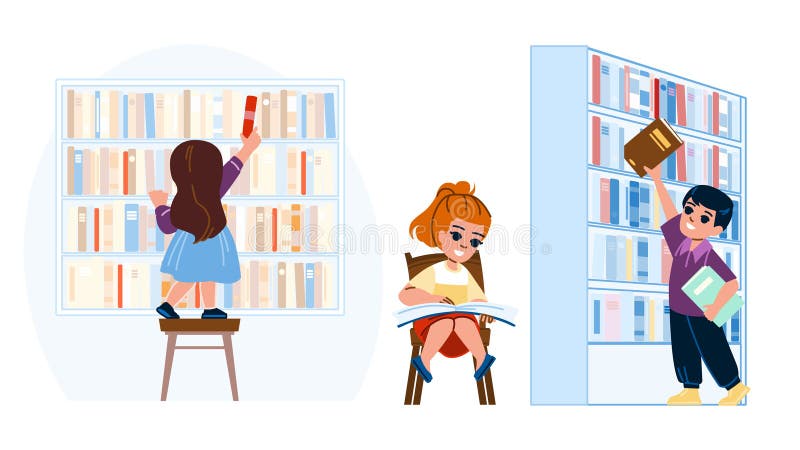Library kid vector stock vector. Illustration of cartoon - 281078990
