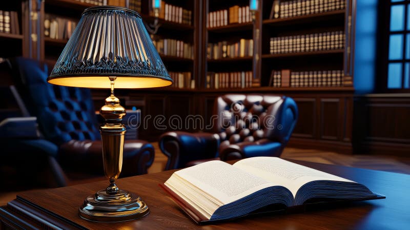 Library Lamp and Open Book Knowledge Wisdom Learning Study Research a ...