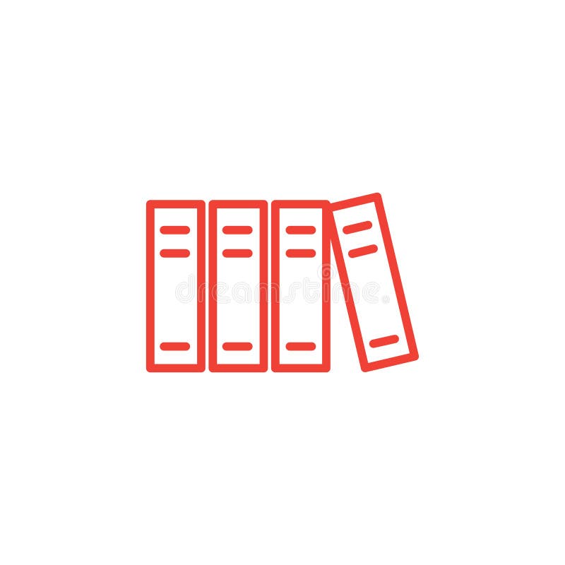 Library Line Red Icon on White Background. Red Flat Style Vector ...