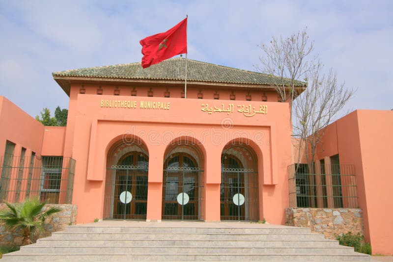 Library building and flag editorial stock photo. Image of building ...