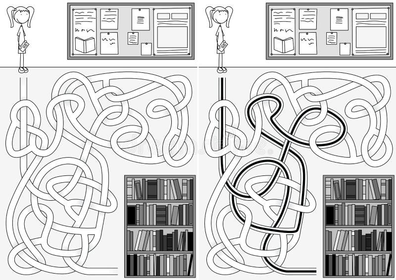 Library maze stock vector. Illustration of girl, composition - 101914146