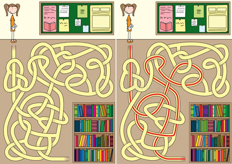Library maze stock vector. Illustration of maze, game - 102197191