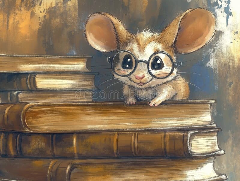 Library Mouse with Spectacles Stock Illustration - Illustration of ...